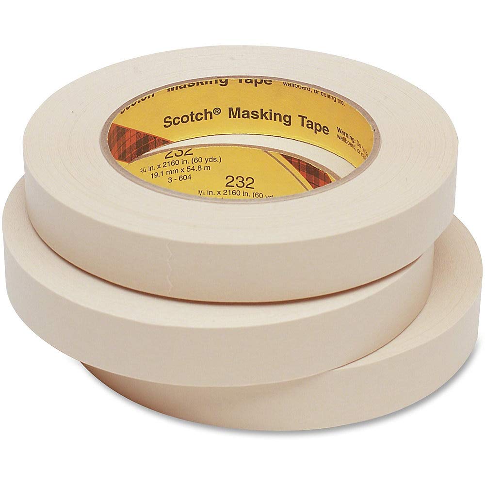 3M High Performance Masking Tape 232 Tan, 24 mm x 55 m 6. 3 mil ...